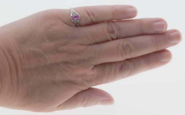 Eye Candy - Vintage Platinum Natural Pink Sapphire & Diamond Ring (VR6 ...